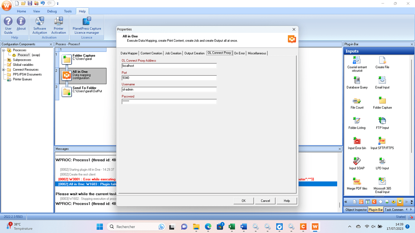 W3001 connection refused [SOLVED] - Workflow - Upland OL User community